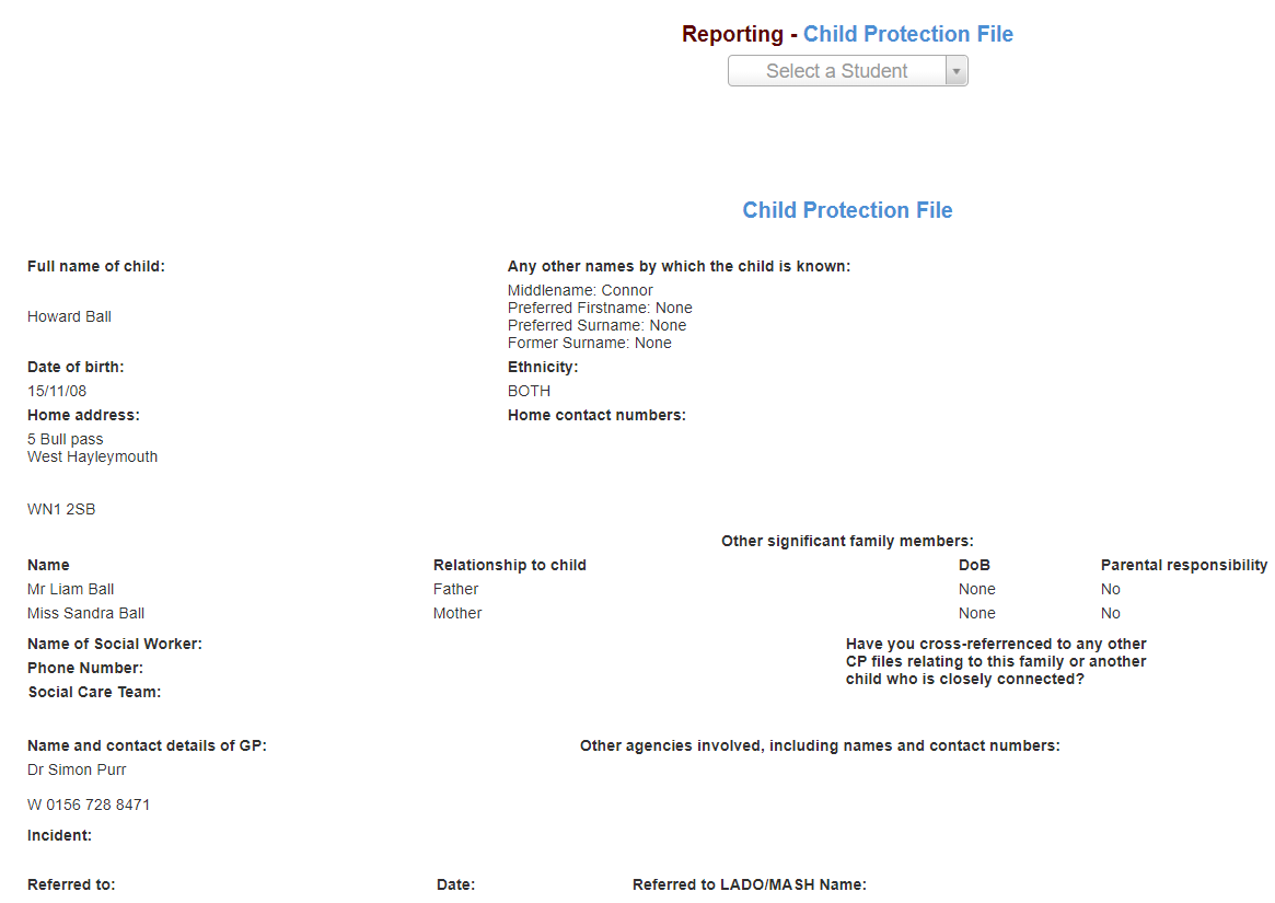 Child Protection Letter Report – ScholarPack