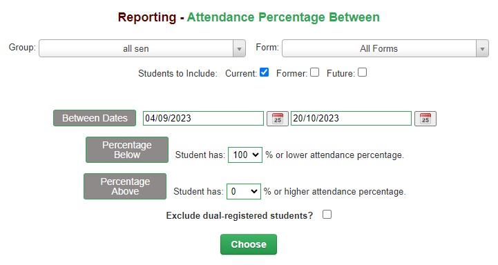 Attendance Report for SEN Students – ScholarPack