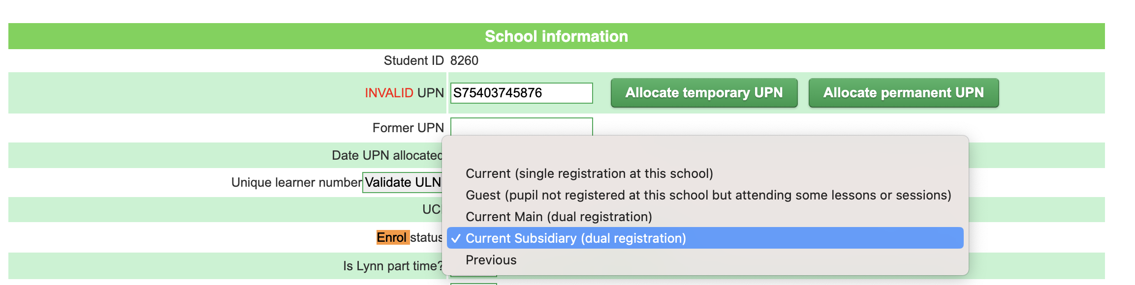 Set a student up as Dual Registered – ScholarPack