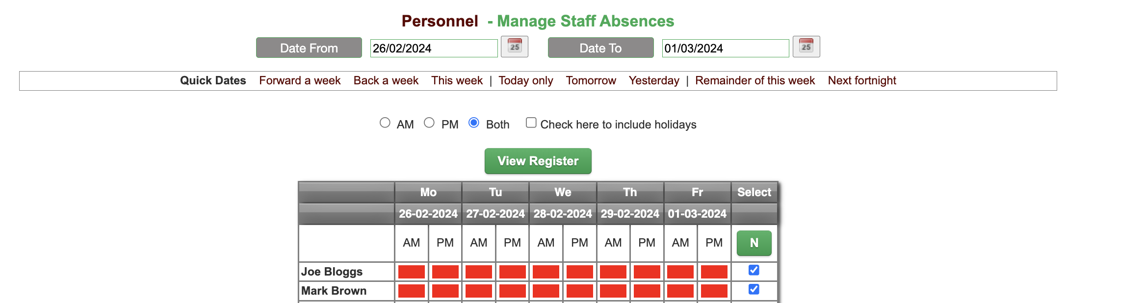 Check a Staff Members Attendance – ScholarPack